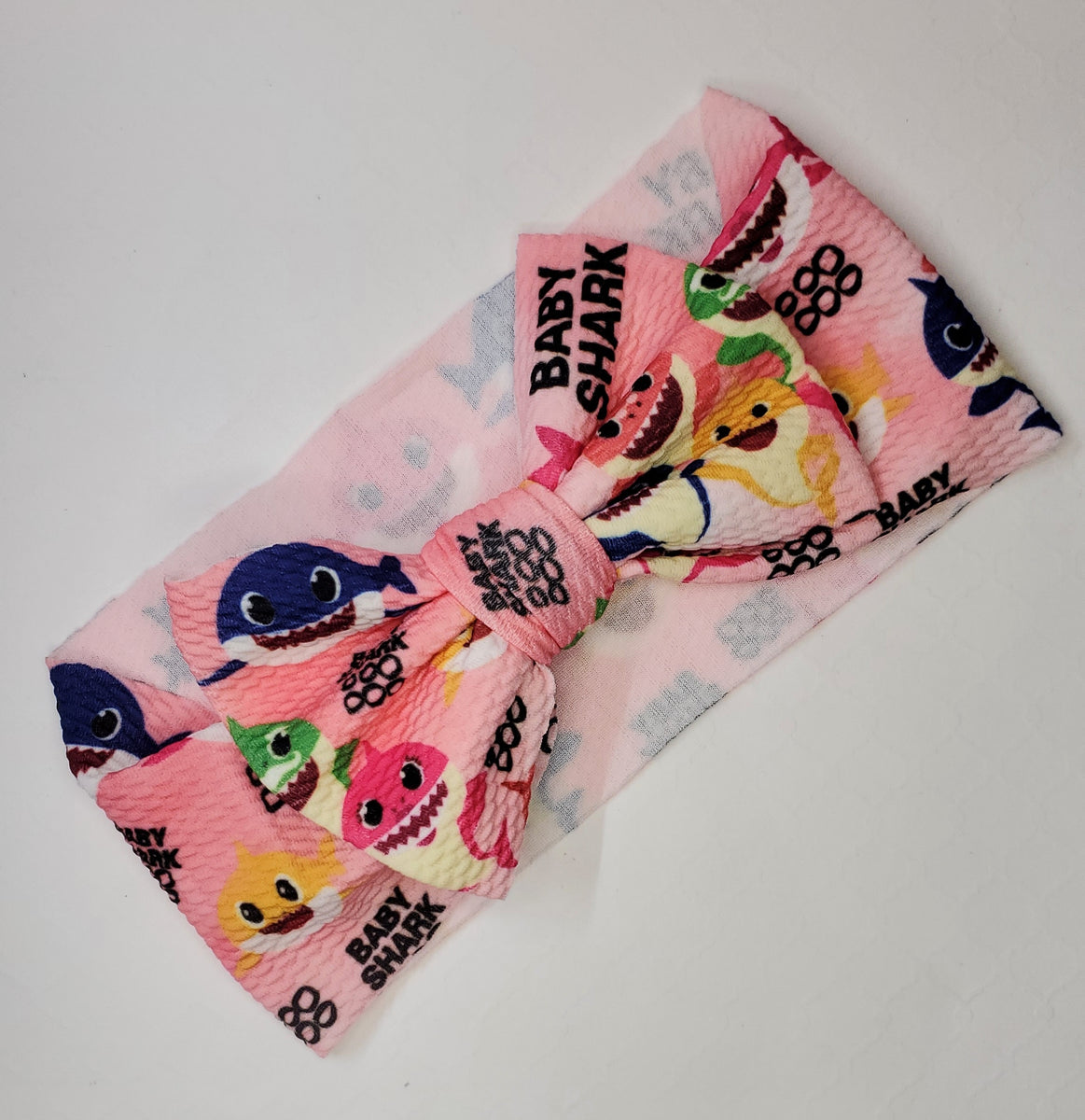 Baby Shark Girl Pink Bows , Baby Shark Headbands, Head Wrap ...