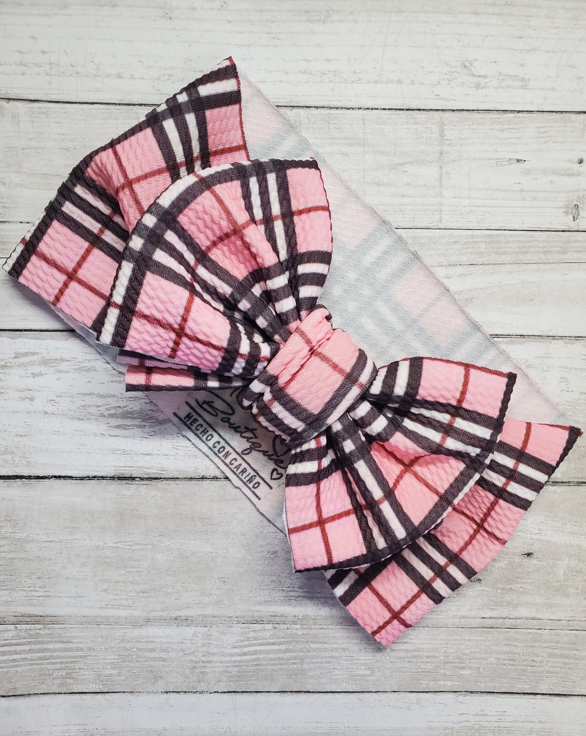 Pink Burberry Inspired Headwrap or Bows Adoracions Boutique